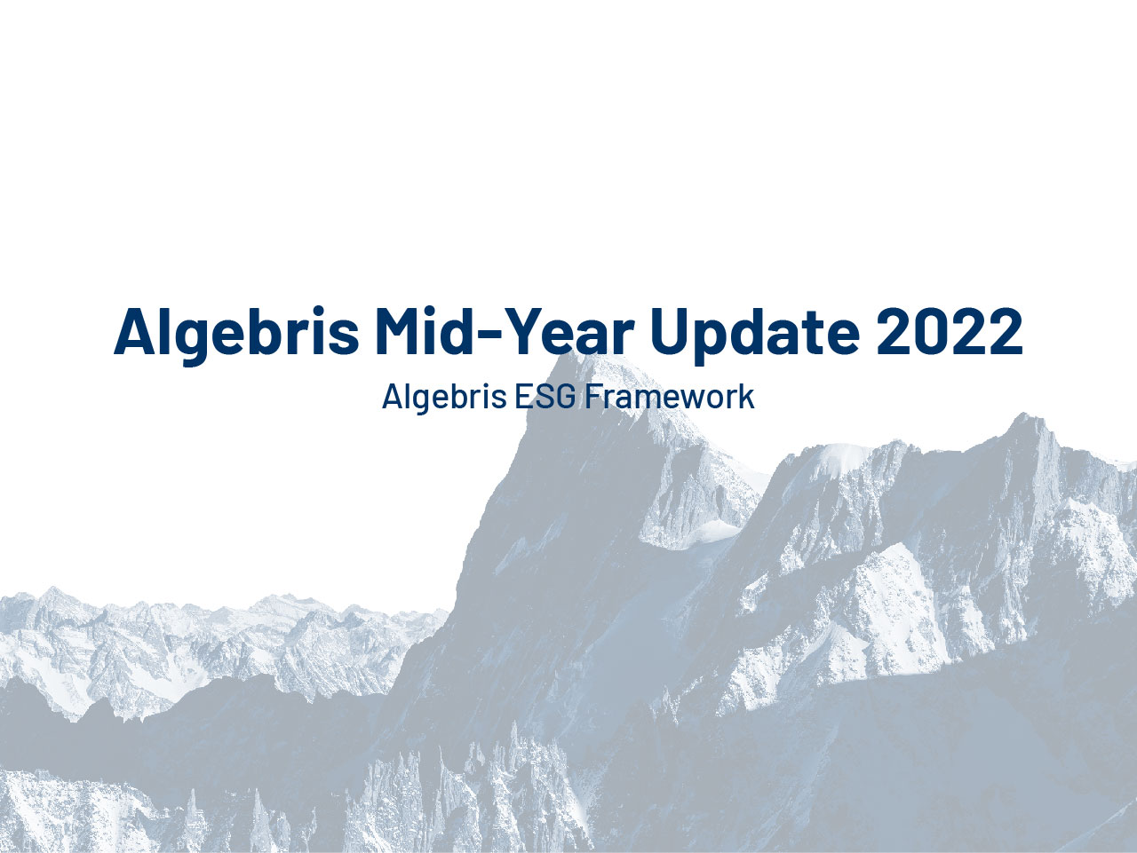 Algebris Mid-Year Update 2022 | Algebris ESG Framework - Algebris ...